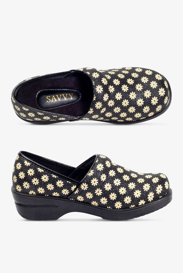 Savvy Women's Brandy Yellow Daisy Clogs, Nursing Shoes