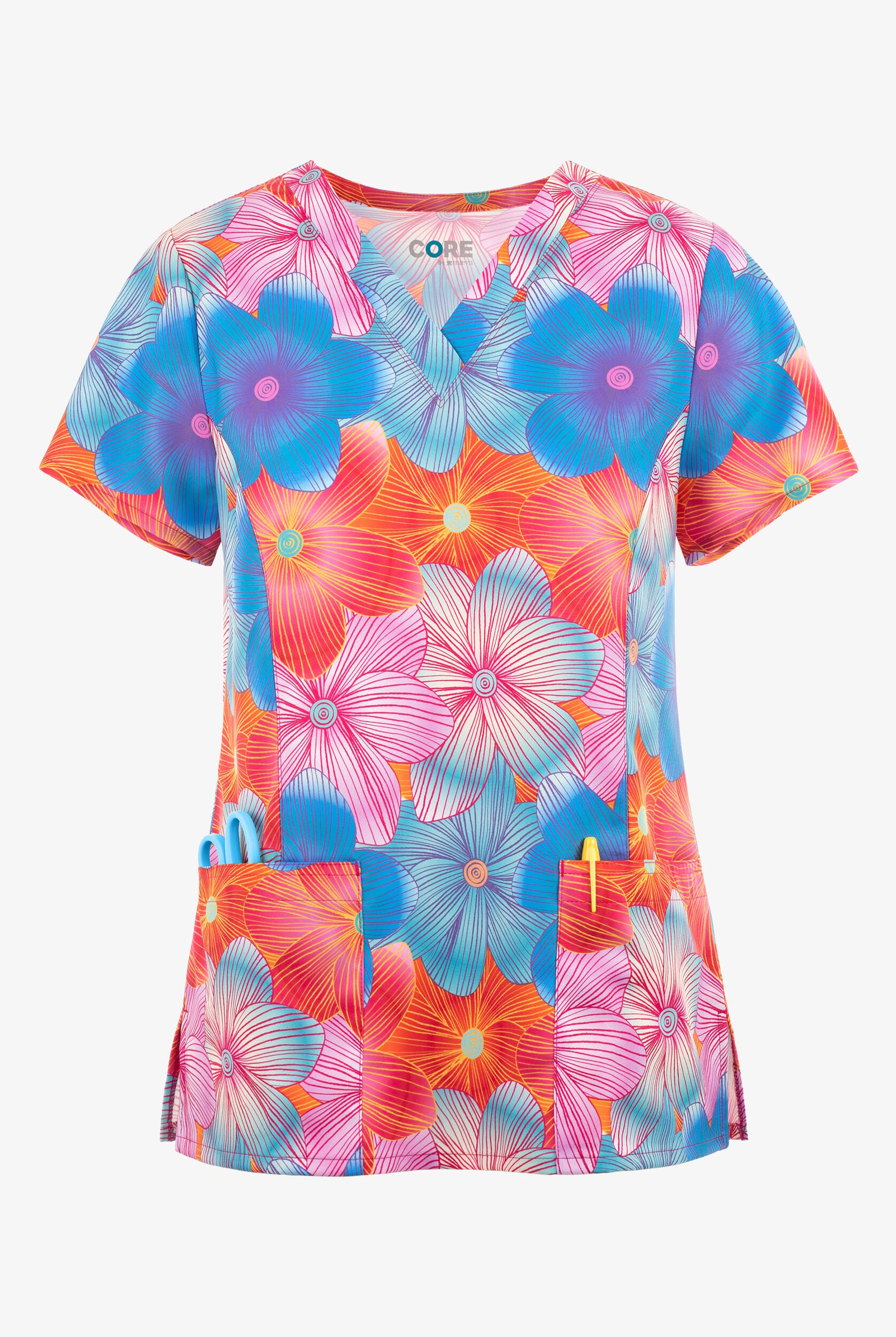 UA Exclusive Maevn Floral Colorful Blossom Women's 3-Pocket V-Neck ...