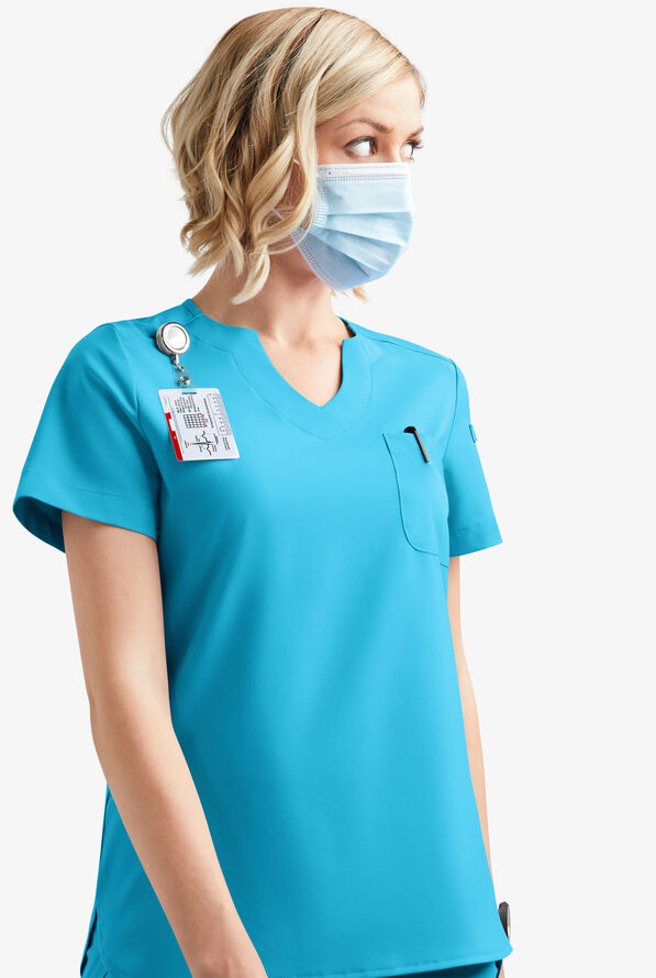 Easy STRETCH 1-Pocket Scallop Neck Scrub Top, Fashion Scrubs