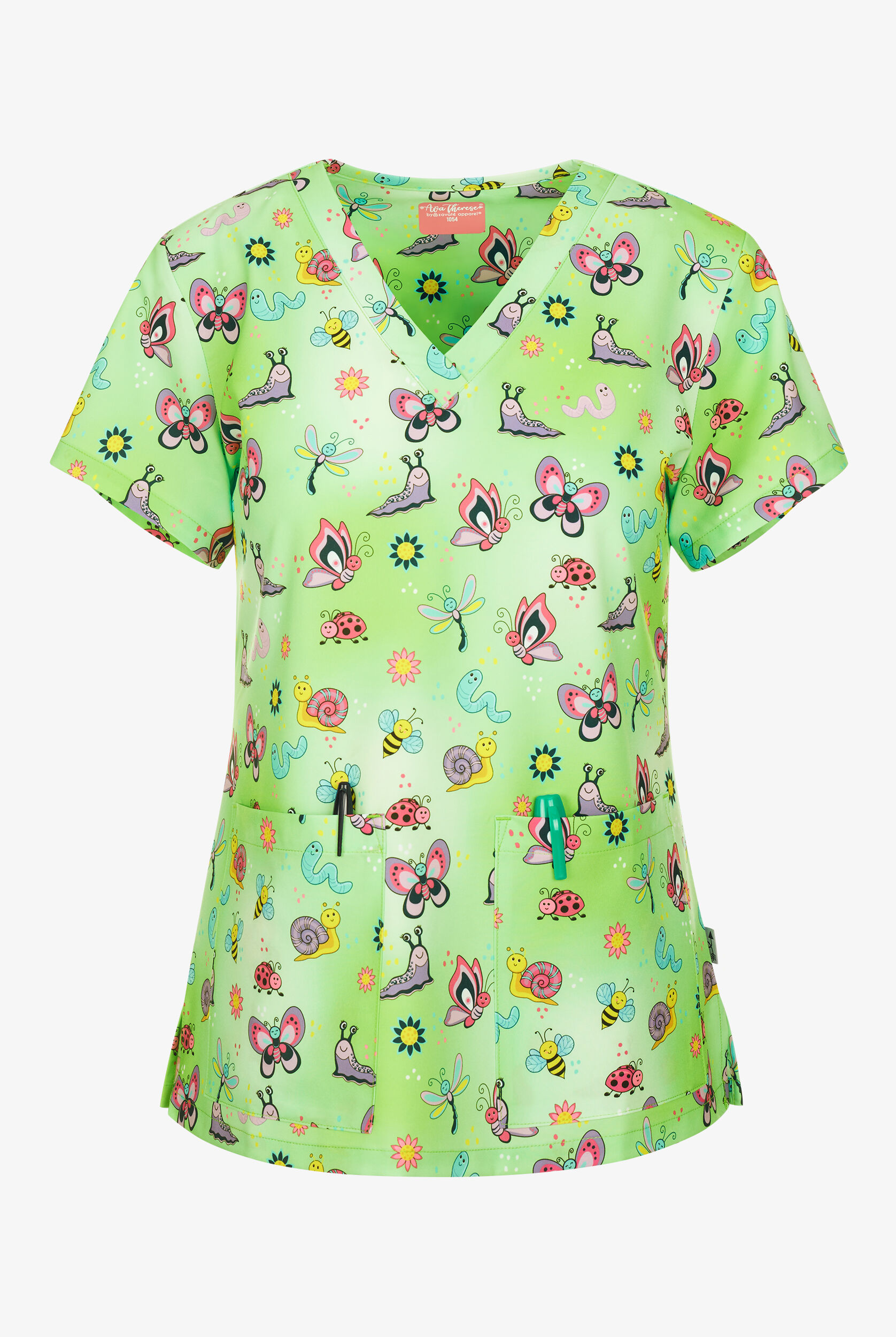 Zavate Ava Therese Cute as a Bug Women's 2-Pocket STRETCH V-Neck Print ...