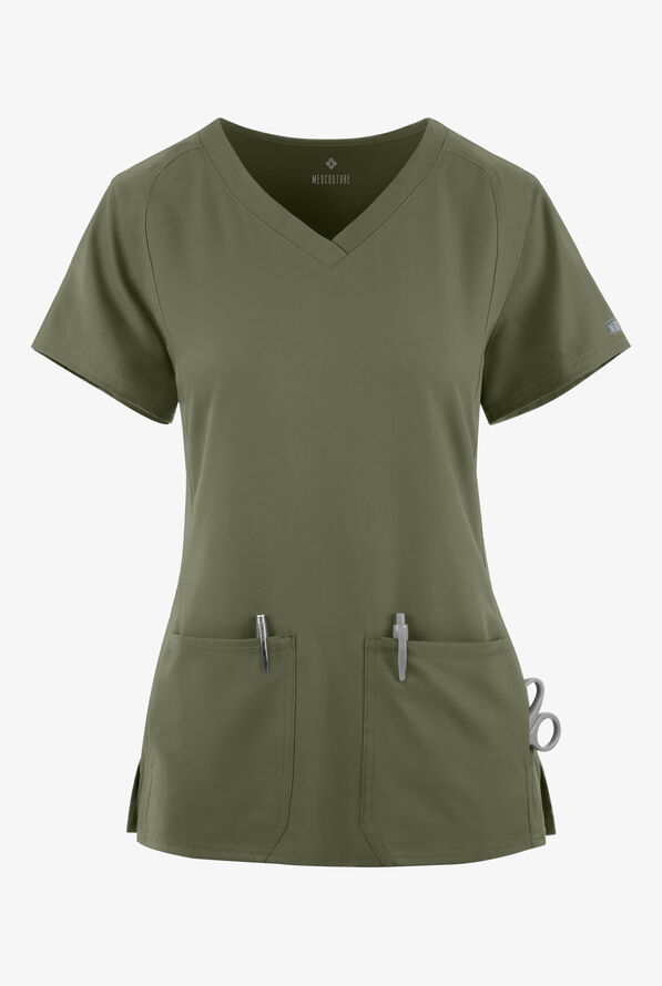 Med Couture Insight Side Pocket V-Neck Scrub Top, Medical Scrubs