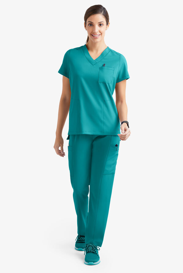 Easy Stretch High Low Hem V-Neck Top, Stretch Scrubs