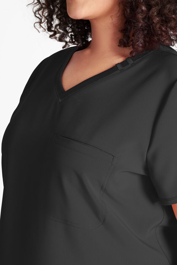 Cherokee Women's 1-Pocket STRETCH Rib-Knit Tuck In V-Neck Scrub Top ...
