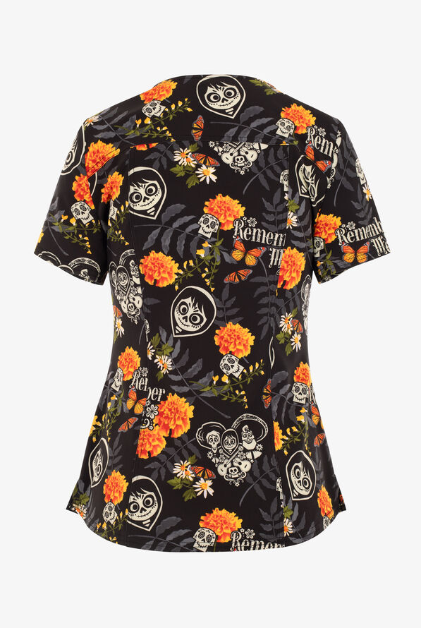 Tooniforms Disney's Coco Remember Women's 2-Pocket STRETCH Notch Neck ...