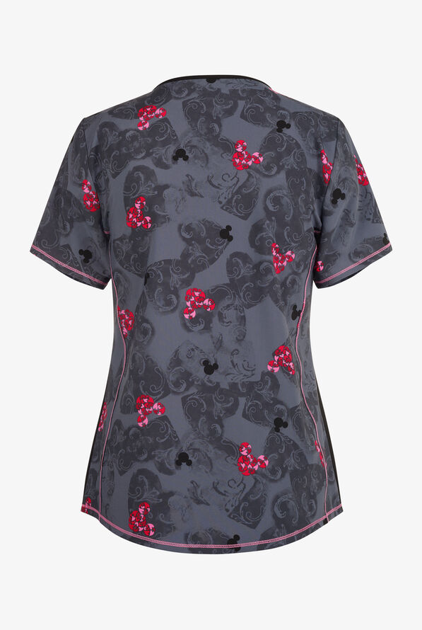 Tooniforms Disney's Minnie Love Women's 2-Pocket STRETCH V-Neck Print ...