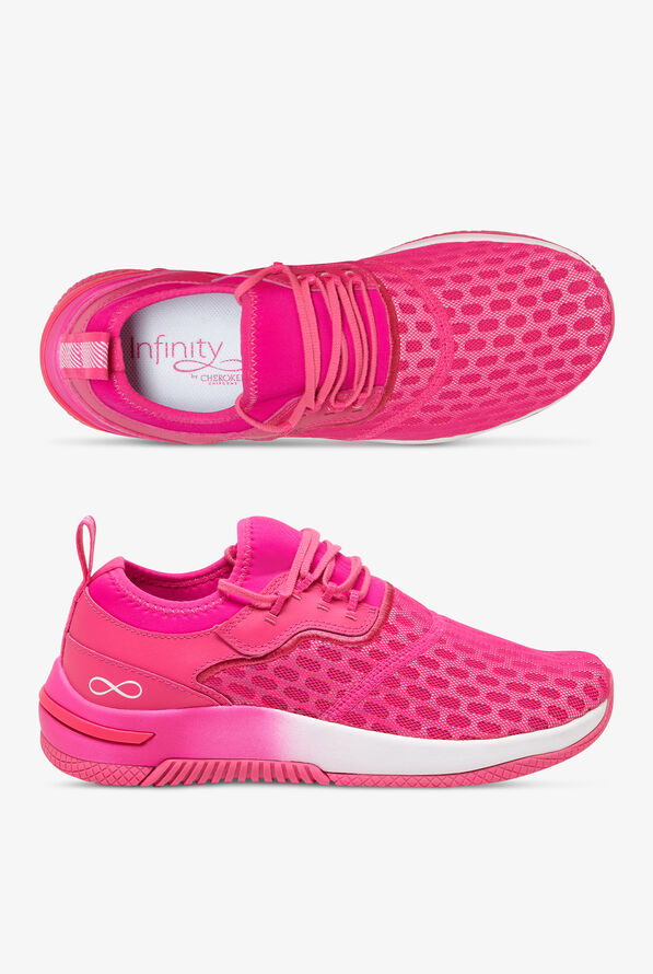 Infinity by Cherokee Women's Dart Electric Pink/White Athletic Lace Up Nursing Shoes