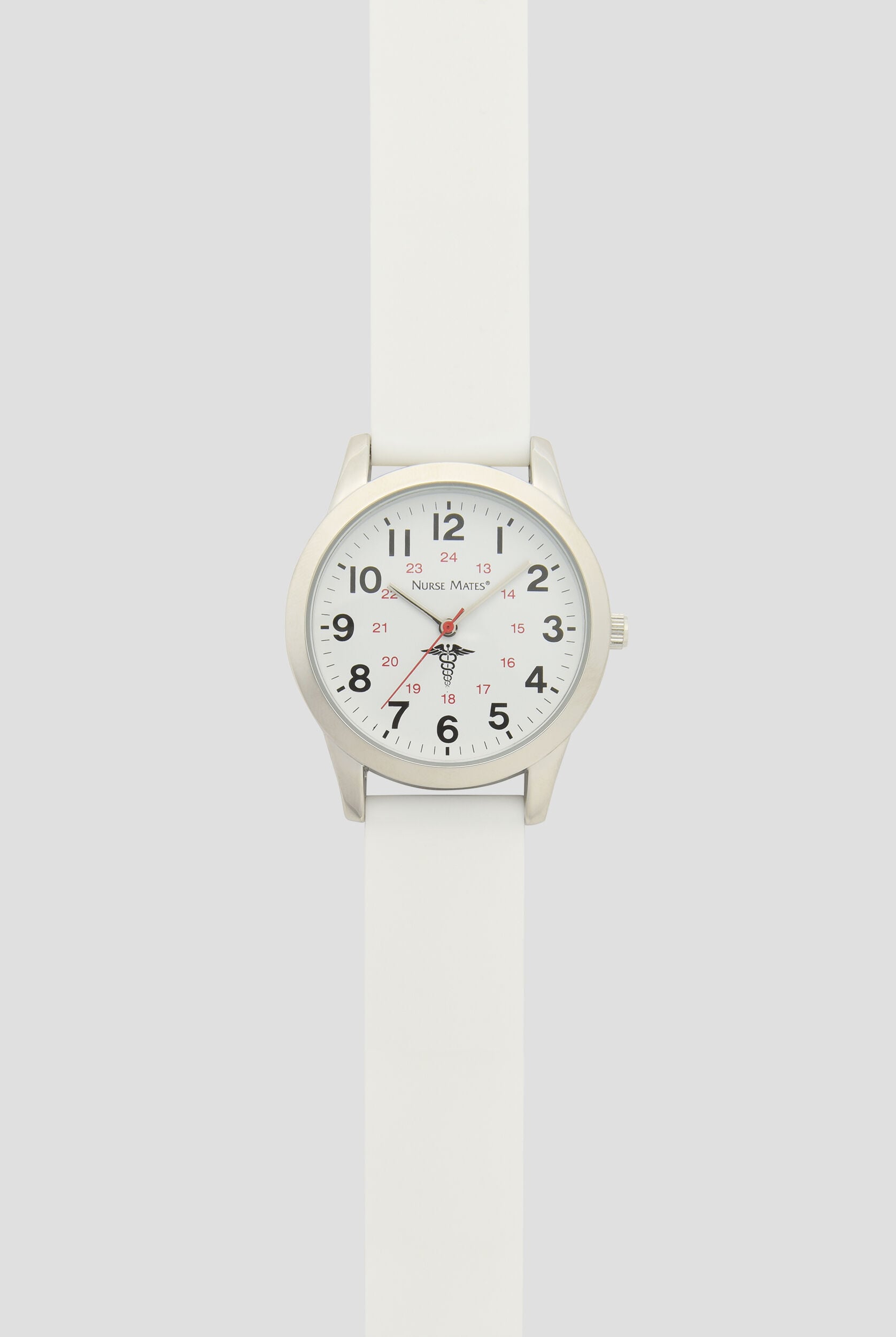 Nurse Mates White Sweep Silicone Strap Watch, Nursing watches