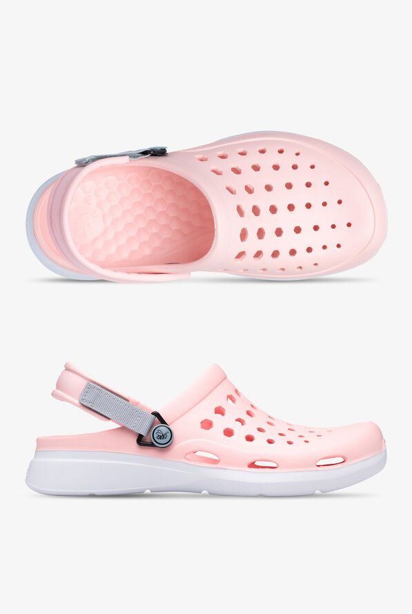 Joybees Women's Modern Pale Pink/White Nursing Clog, Medical Footwear