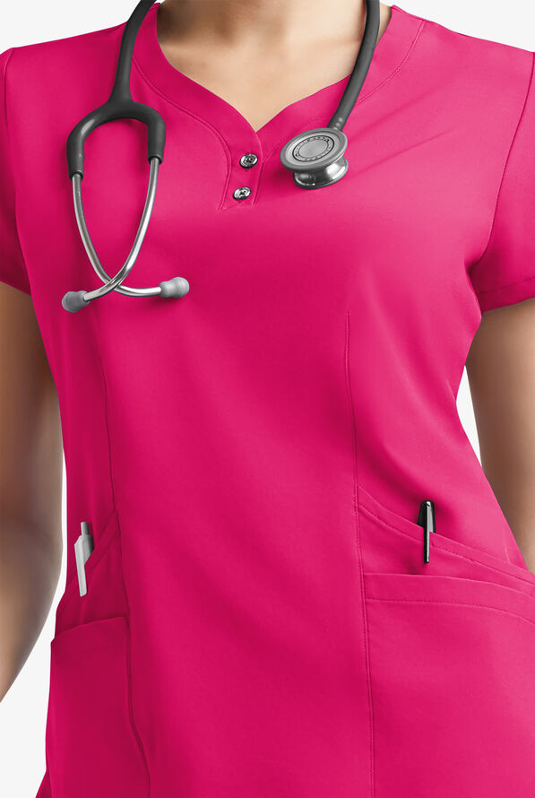Easy STRETCH by Butter-Soft Demi Henley Scrub Top, Fashion Scrubs