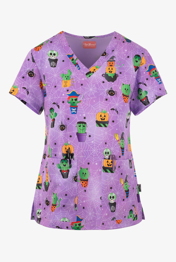 Zavate Ava Therese Creepy Cactus and Spiders Women's 2-Pocket STRETCH V ...