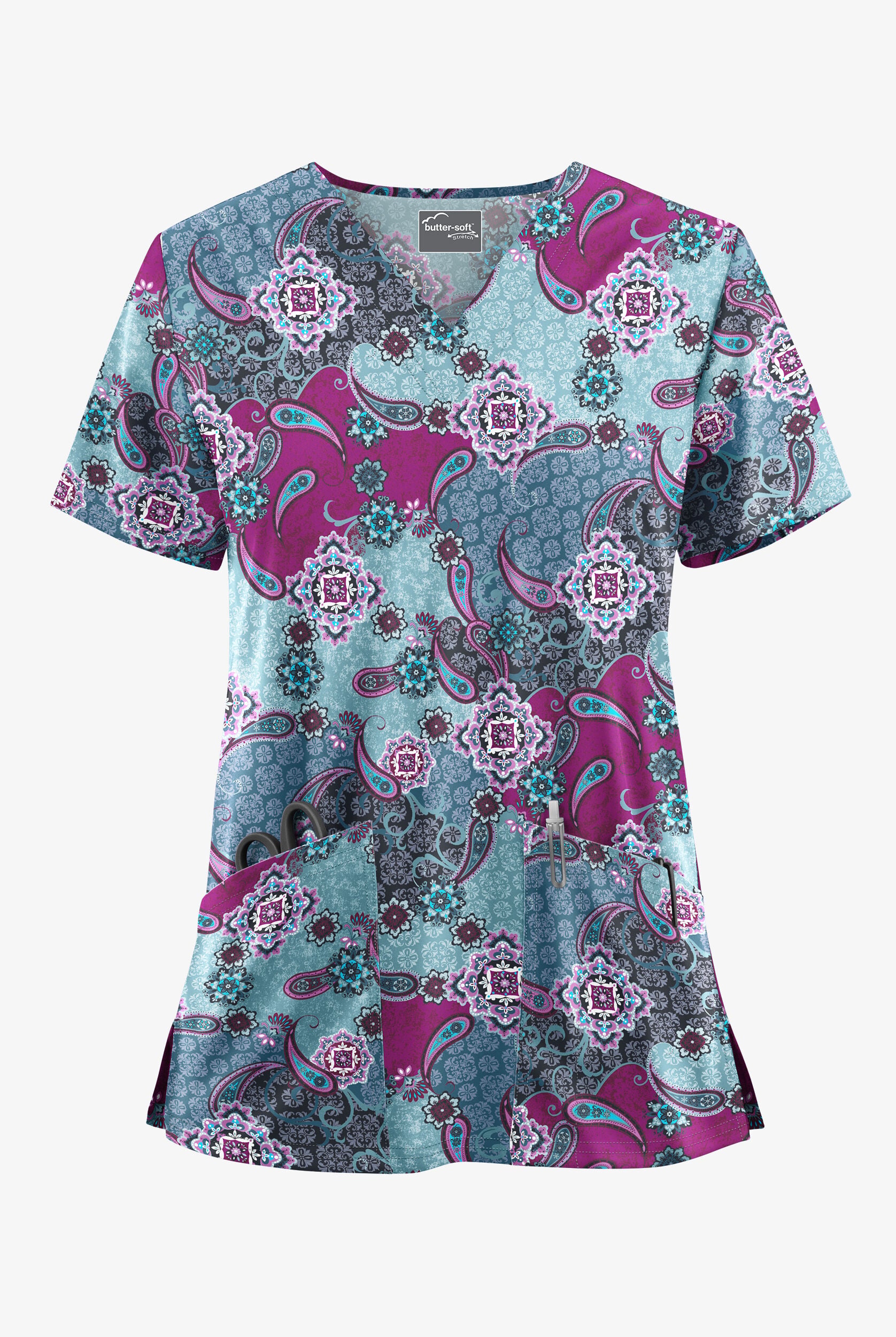UA Butter-Soft STRETCH Mixed Medallion Indigo Denim Women's 2-Pocket V ...