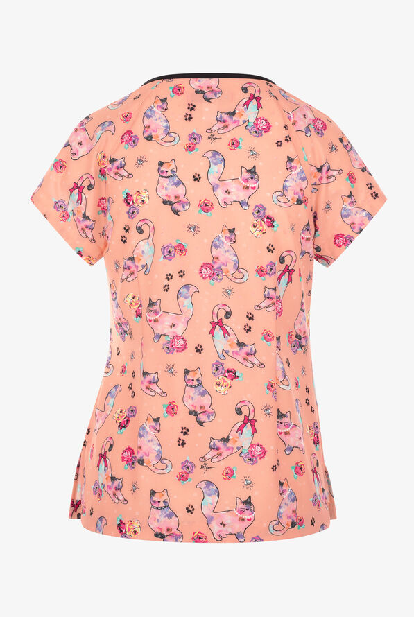 Betsey Johnson Spring Purrty Cats Women's 2-Pocket STRETCH Round Neck ...