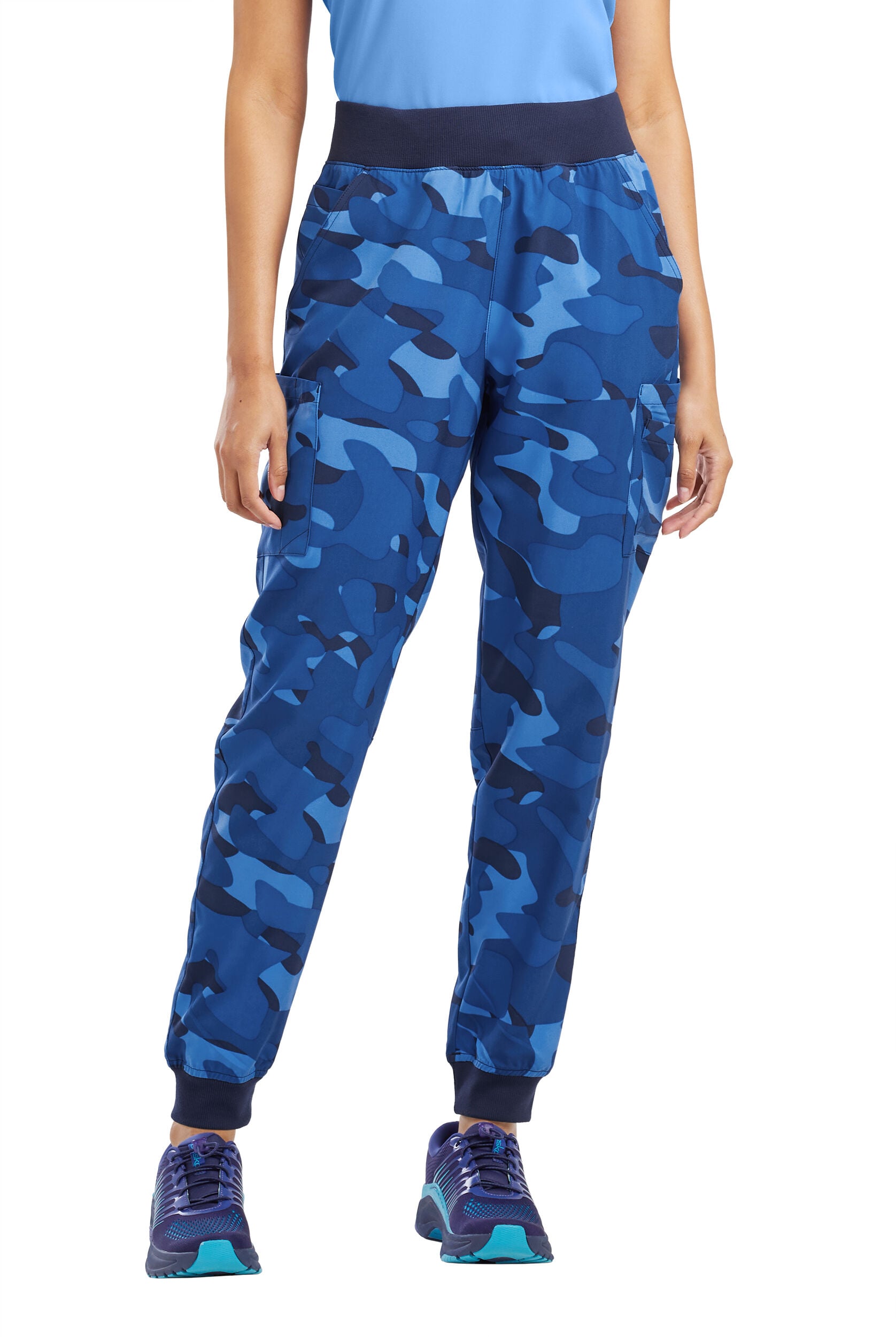 Strictly Scrubs STRETCH Cloud Camo Navy Women’s 7-Pocket Jogger Print ...