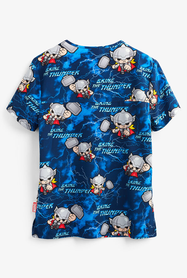 Cherokee Tooniforms Bring The Thunder Print Scrub Top, Print Scrubs