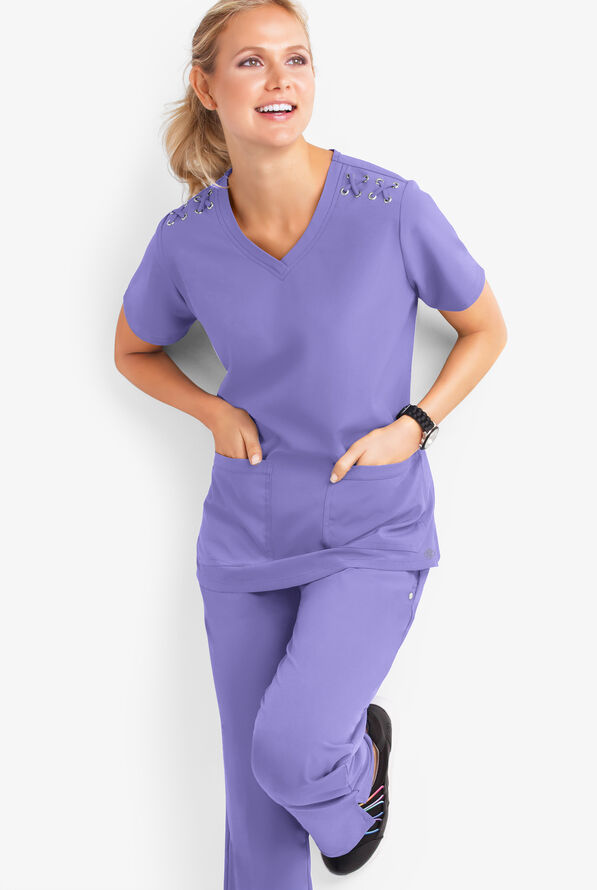 Easy STRETCH by Butter-Soft Leila Lace Up Scrub Top | Stretch Scrubs