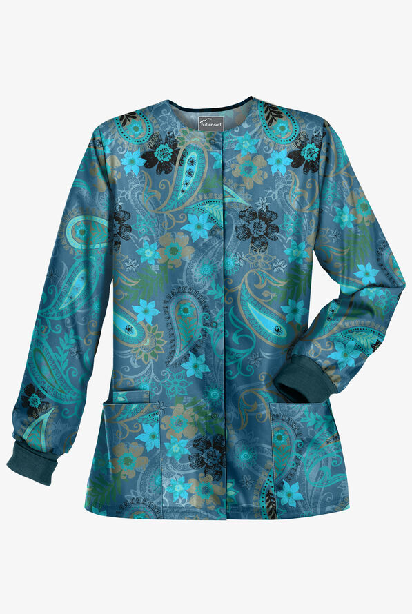 UA Butter-Soft Whimsical Paisley Caribbean Blue Women's 2-Pocket Round ...