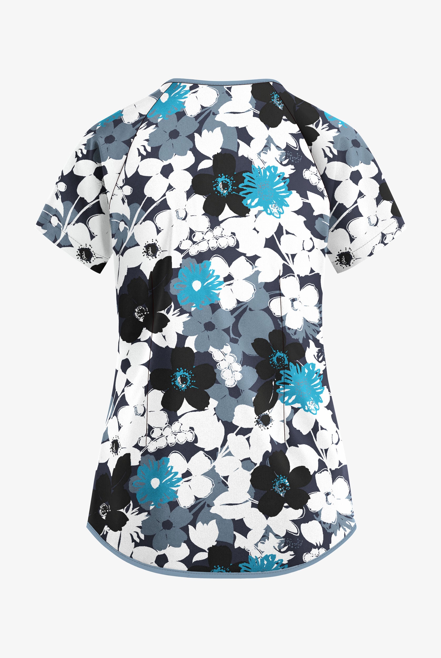 Easy STRETCH Fantasia Pewter Print Scrub Top, Floral Scrubs