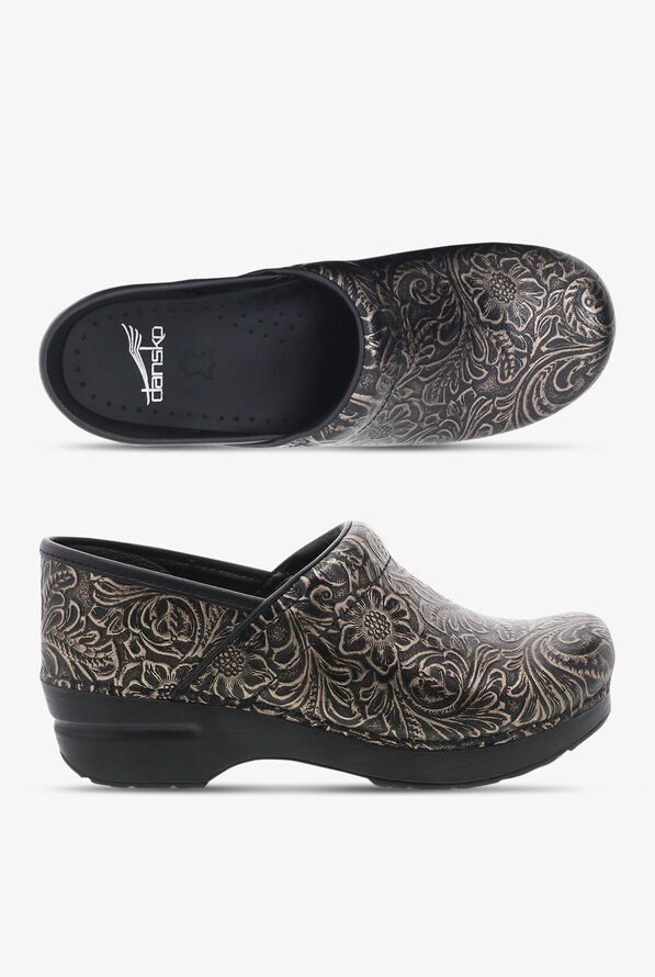 Dansko Professional Antique Tooled Womens Leather Clogs, Nursing Clogs