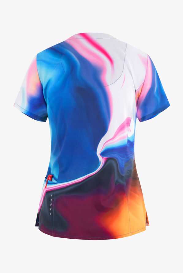 Barco One Shimmering Skies Marble Women's 4-Pocket STRETCH V-Neck Print ...