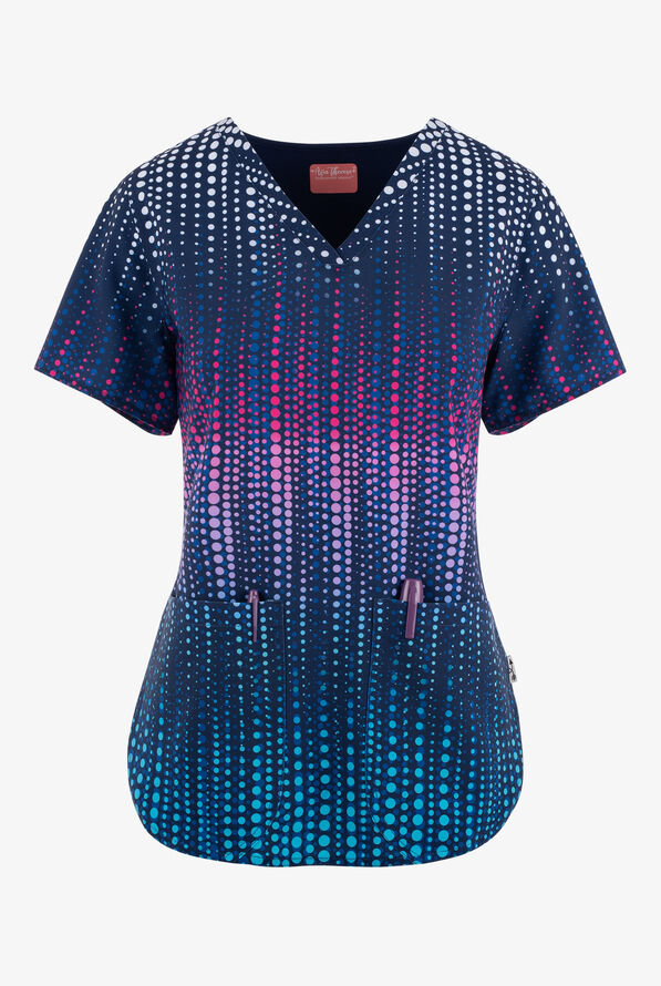 Zavate Ava Therese Dazzle N' Dots Geometric Women's 2-Pocket STRETCH V ...