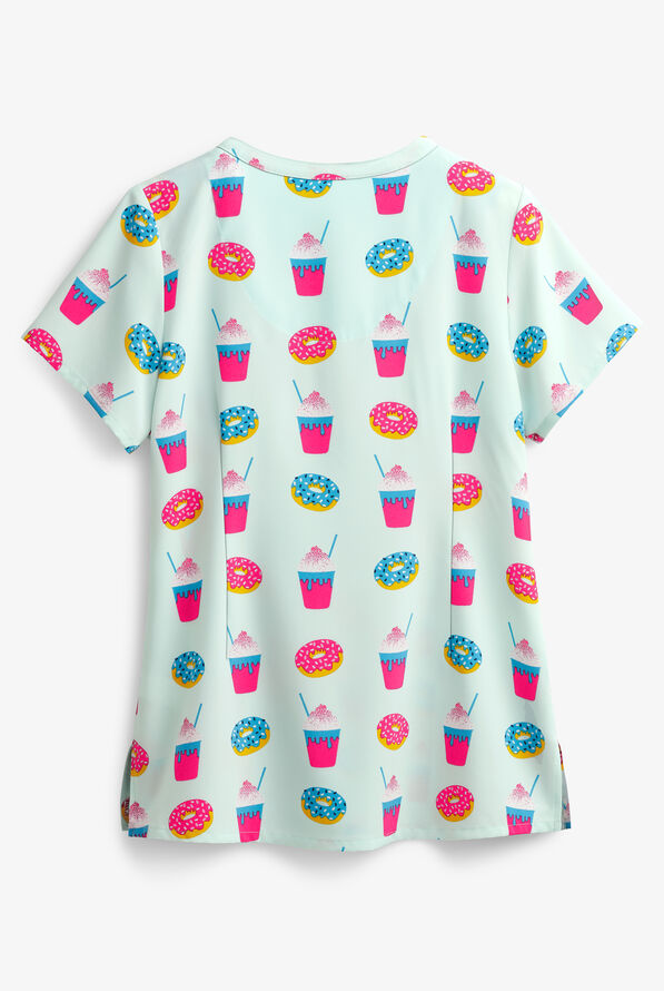 Maevn Brain Freeze V-Neck Print Scrub Top, Nursing Scrubs