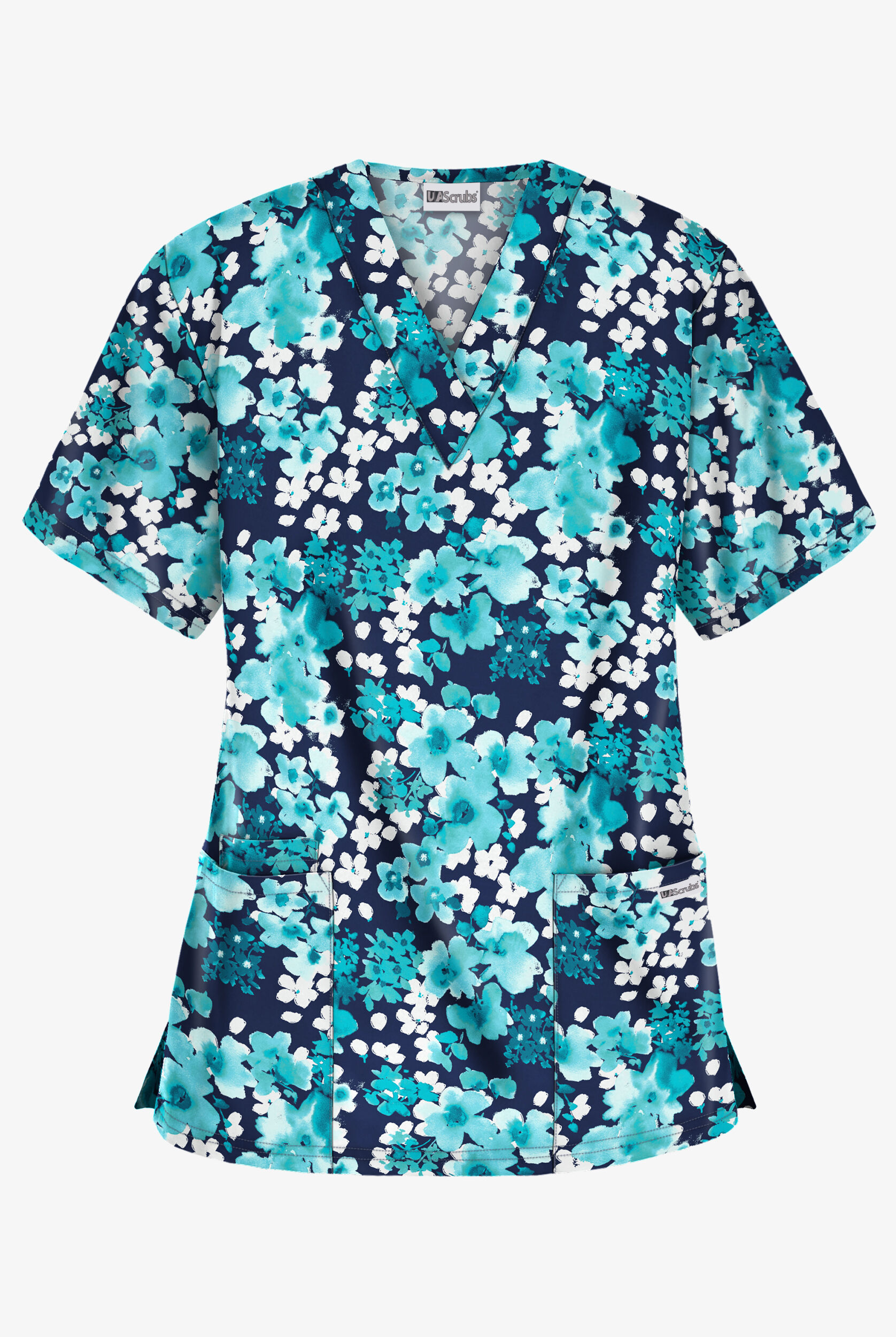 UA Best Buy River Floral 3-Pocket V-Neck Print Scrub Top, Print Scrubs