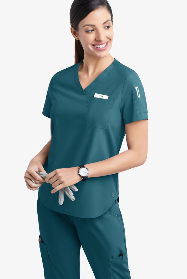 Blusa médica Easy STRETCH Chloe con cuello en V, Uniformes Médicos a la ...