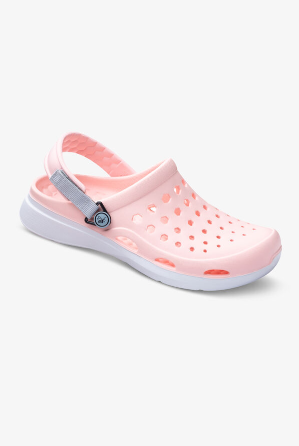 Joybees Women's Modern Pale Pink/White Nursing Clog, Medical Footwear