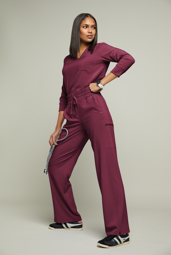 Easy STRETCH Ellie Women's 5-Pocket High Waisted Wide Leg Scrub Pants ...