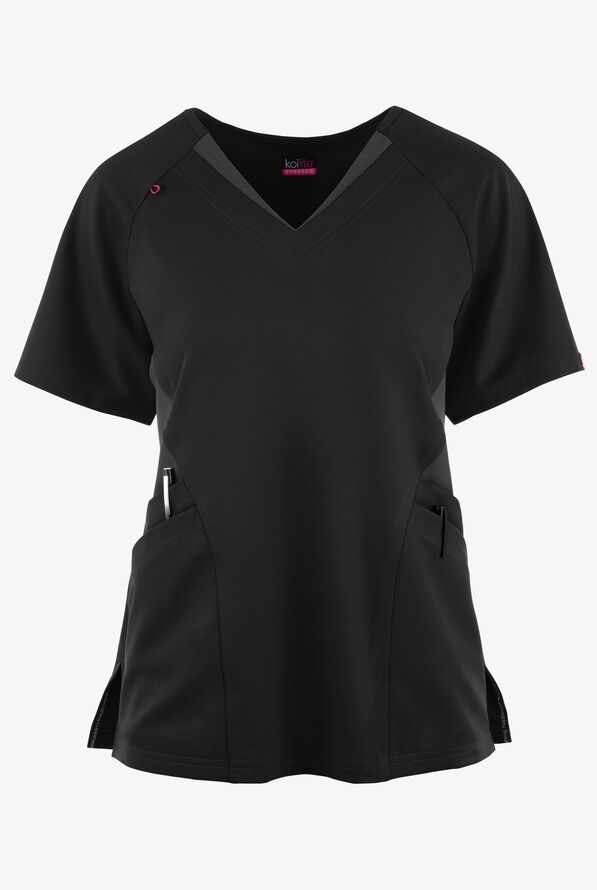 koi Lite Transform Women's 4-Pocket V-Neck Scrub Top, Stretch Scrubs