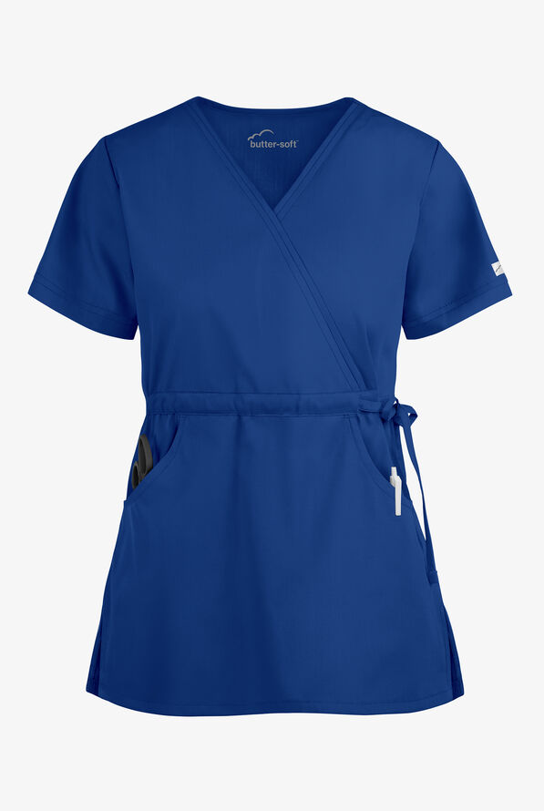 Solid Mock Wrap Scrub Top with Side Tie|Uniform Advantage