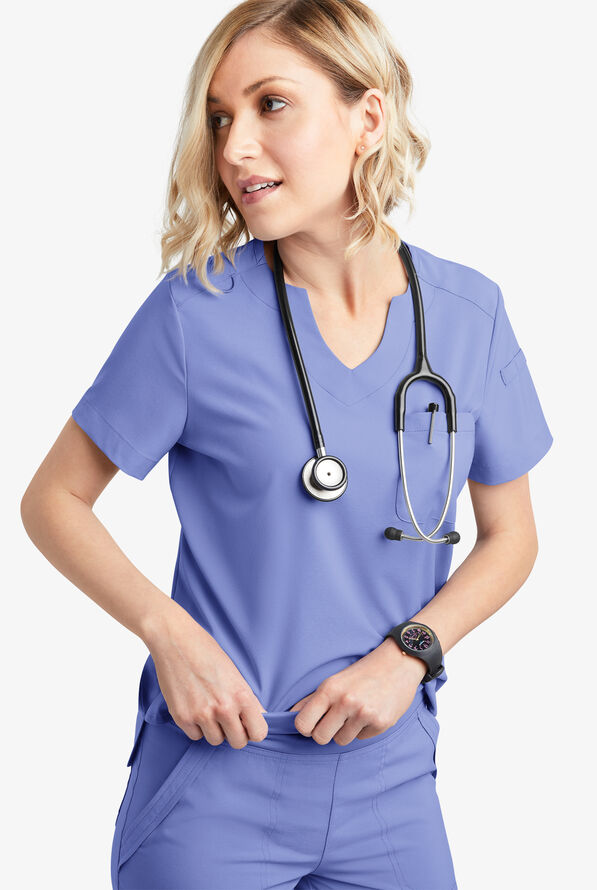Easy STRETCH 1-Pocket Scallop Neck Scrub Top, Fashion Scrubs