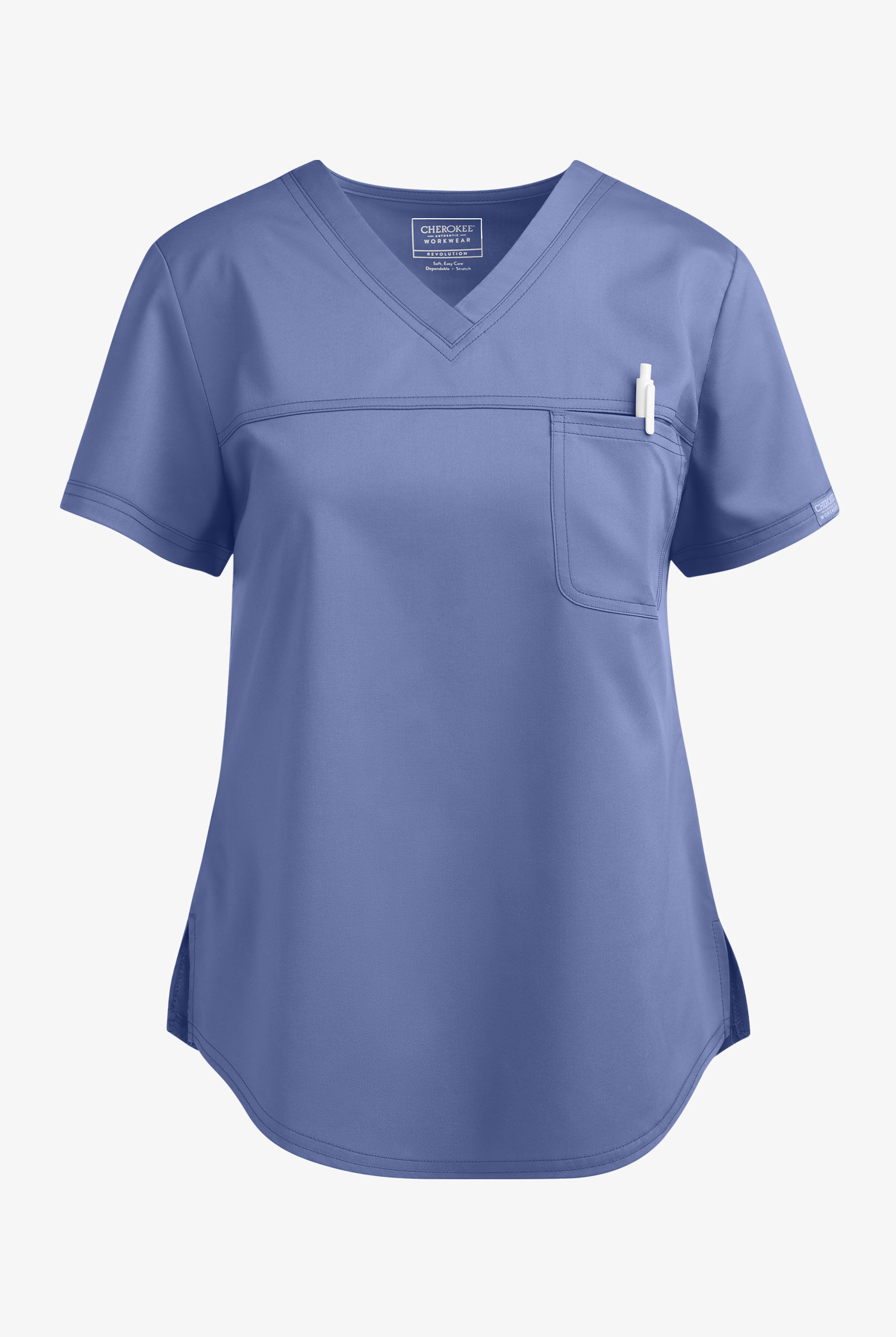 Cherokee Workwear Revolution V-Neck Tuck-in Scrub Top, Stretch Scrubs