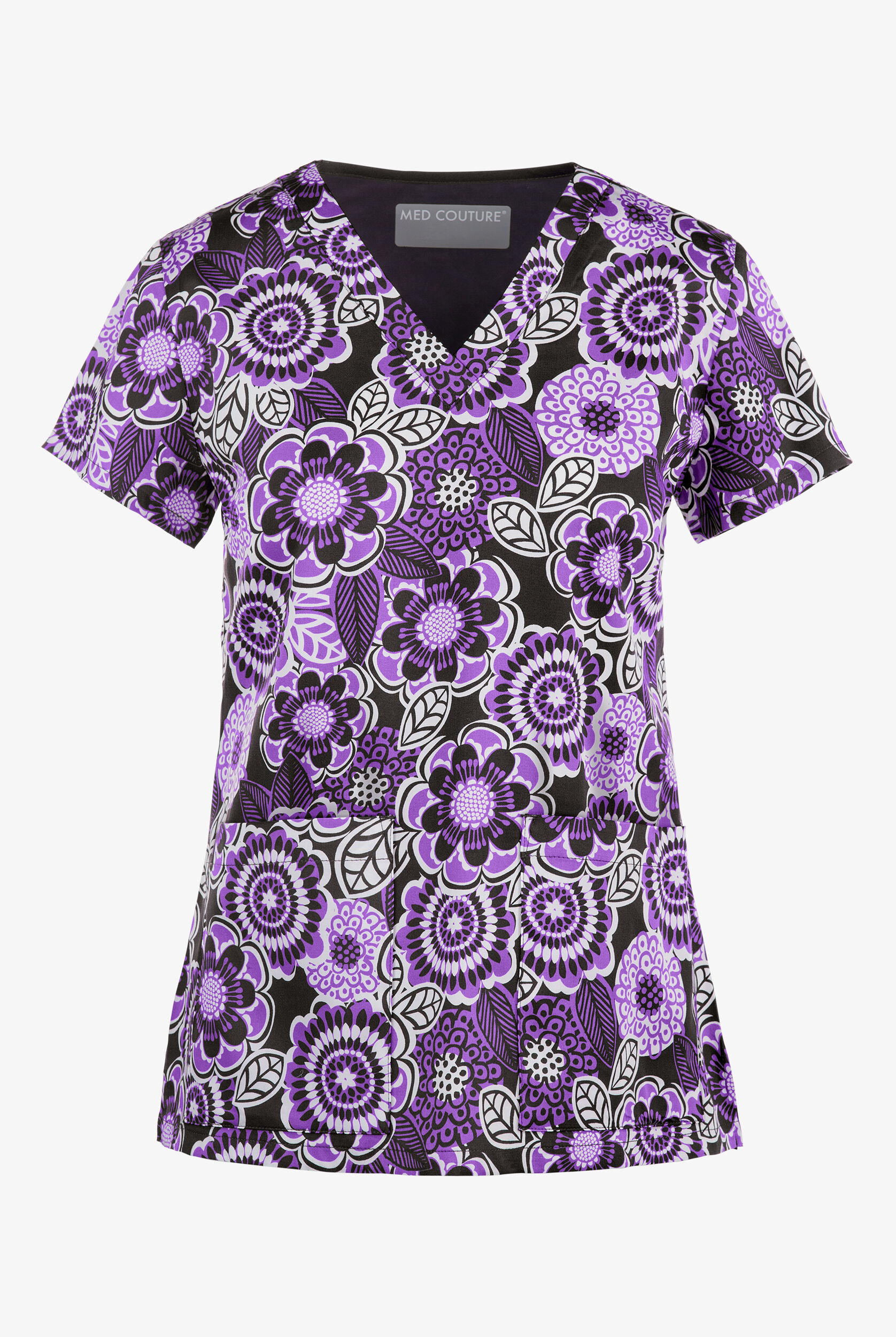Med Couture Scrubs Fall Petals Print Top