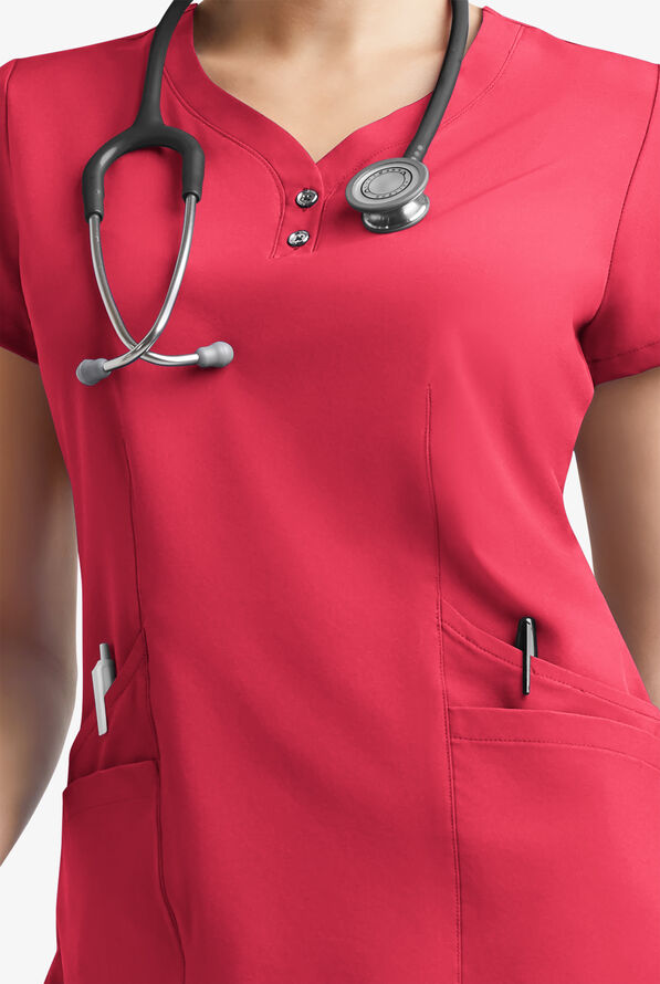 Easy STRETCH by Butter-Soft Demi Henley Scrub Top, Fashion Scrubs