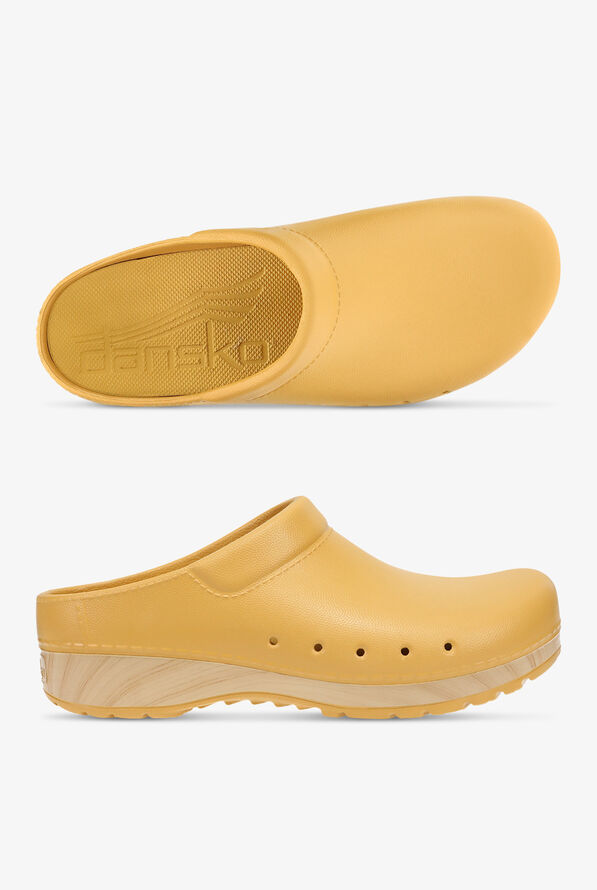 Dansko Women's Kane Mustard Molded Backless Clogs, Nursing Clogs