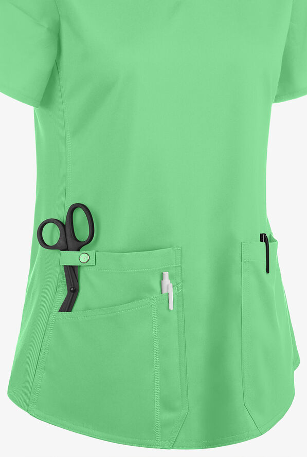 Med Couture Touch V-Neck Shirt-tail Scrub Top, Stretch Scrubs