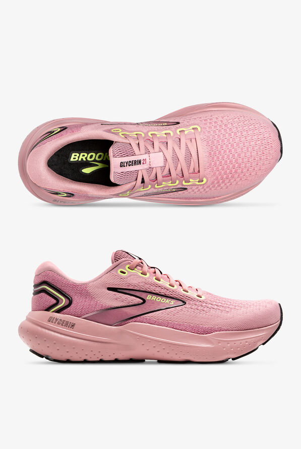 Brooks Women's Glycerin 21 Zephyr/Violet/Green Athletic Lace Up Nursing ...