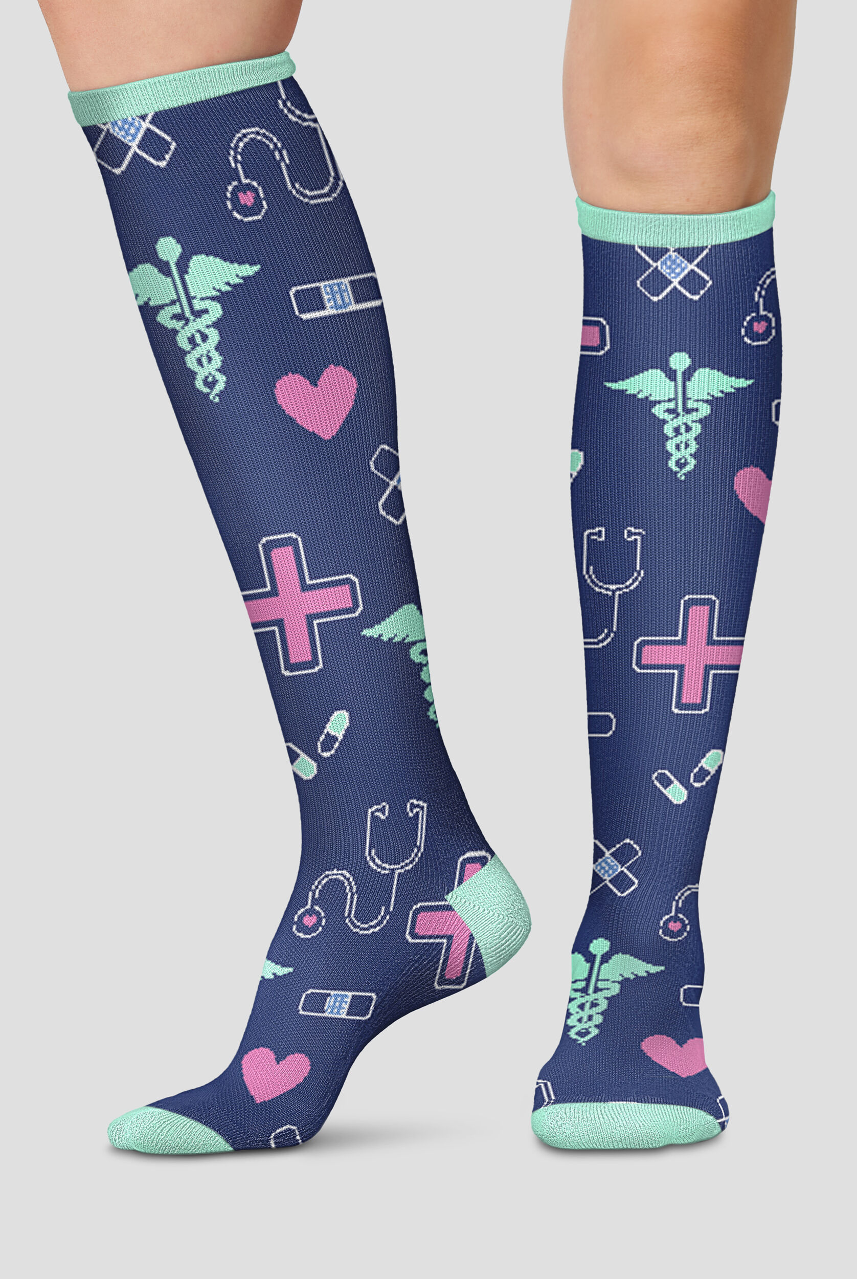 Cherokee Symbols Of Care Women's 10-15 mmHg Light Compression Socks ...