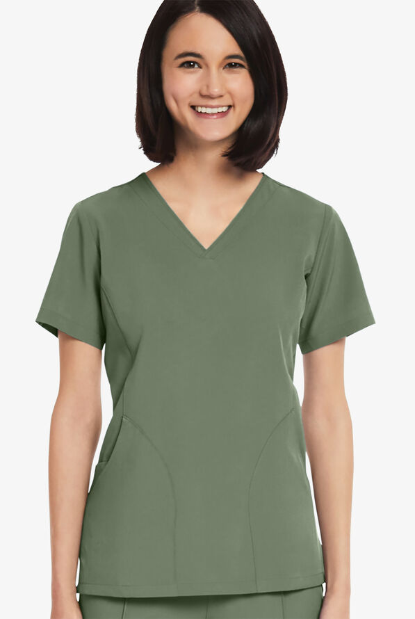 Maevn Matrix Impulse Women's 3-Pocket STRETCH Curved V-Neck Scrub Top ...