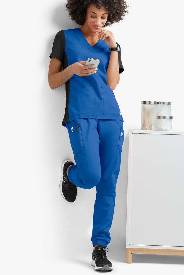 Butter-Soft Scrubs by UA V-Neck Top with Panels, Knit Scrubs