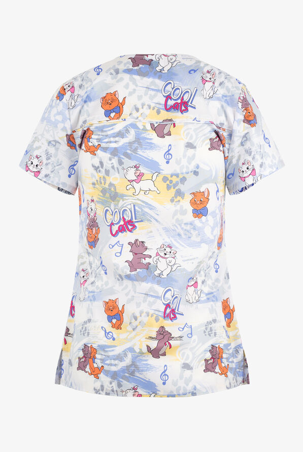 Tooniforms Disney's Hip Cats Women's 2-Pocket STRETCH V-Neck Print ...