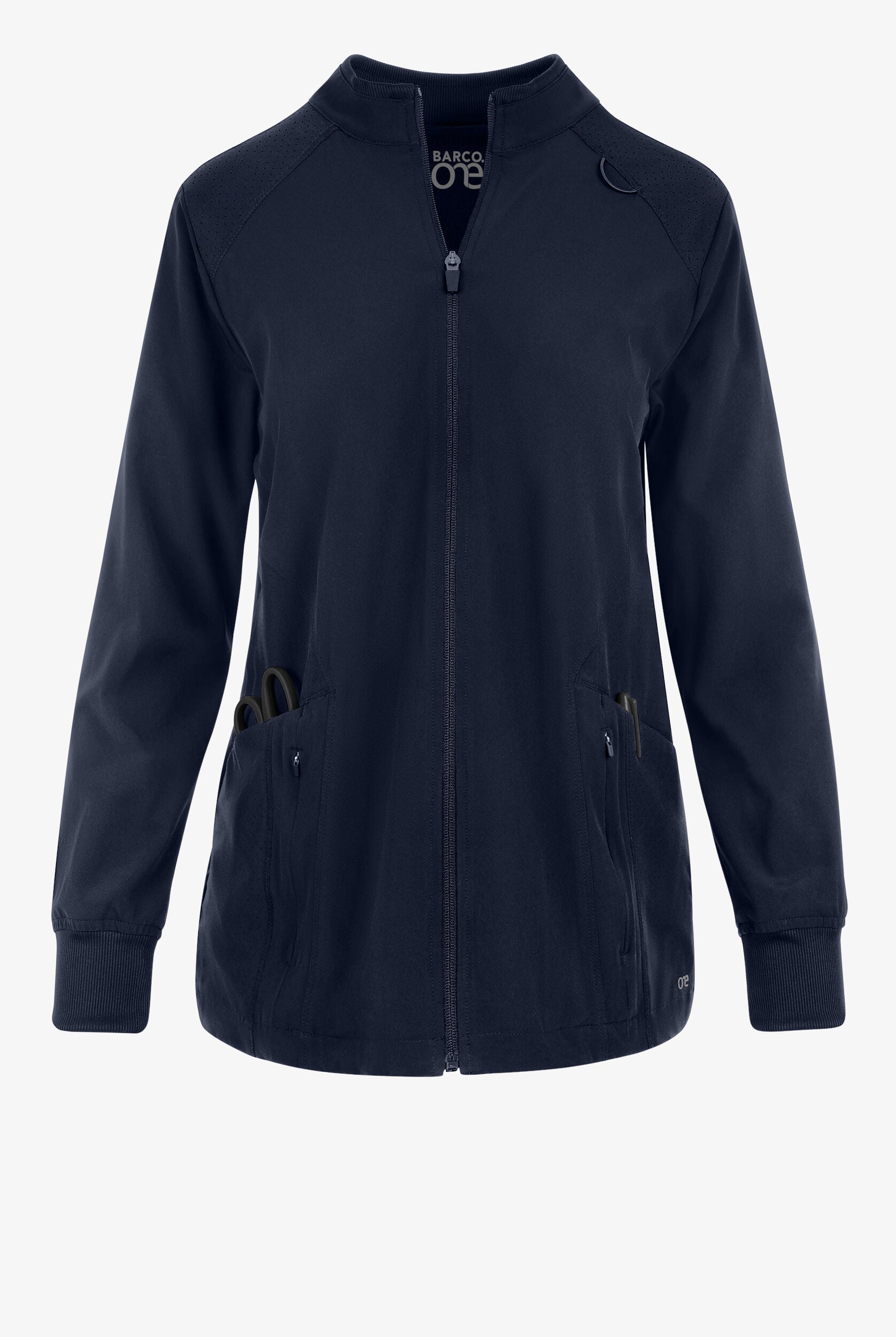 Barco One Venture Women's 4-Pocket Rib-Knit Trim Zip Front Scrub Jacket ...