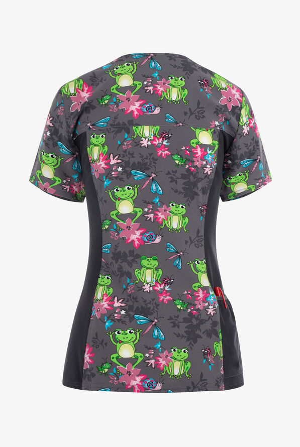 Cherokee iflex Frog Snail Dragonfly Floral Friends Women's 4-Pocket ...