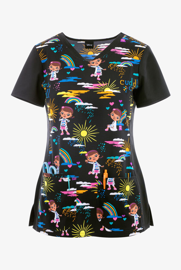 Tooniforms Cuddles Cure All Doc McStuffins Women's 3-Pocket STRETCH V ...