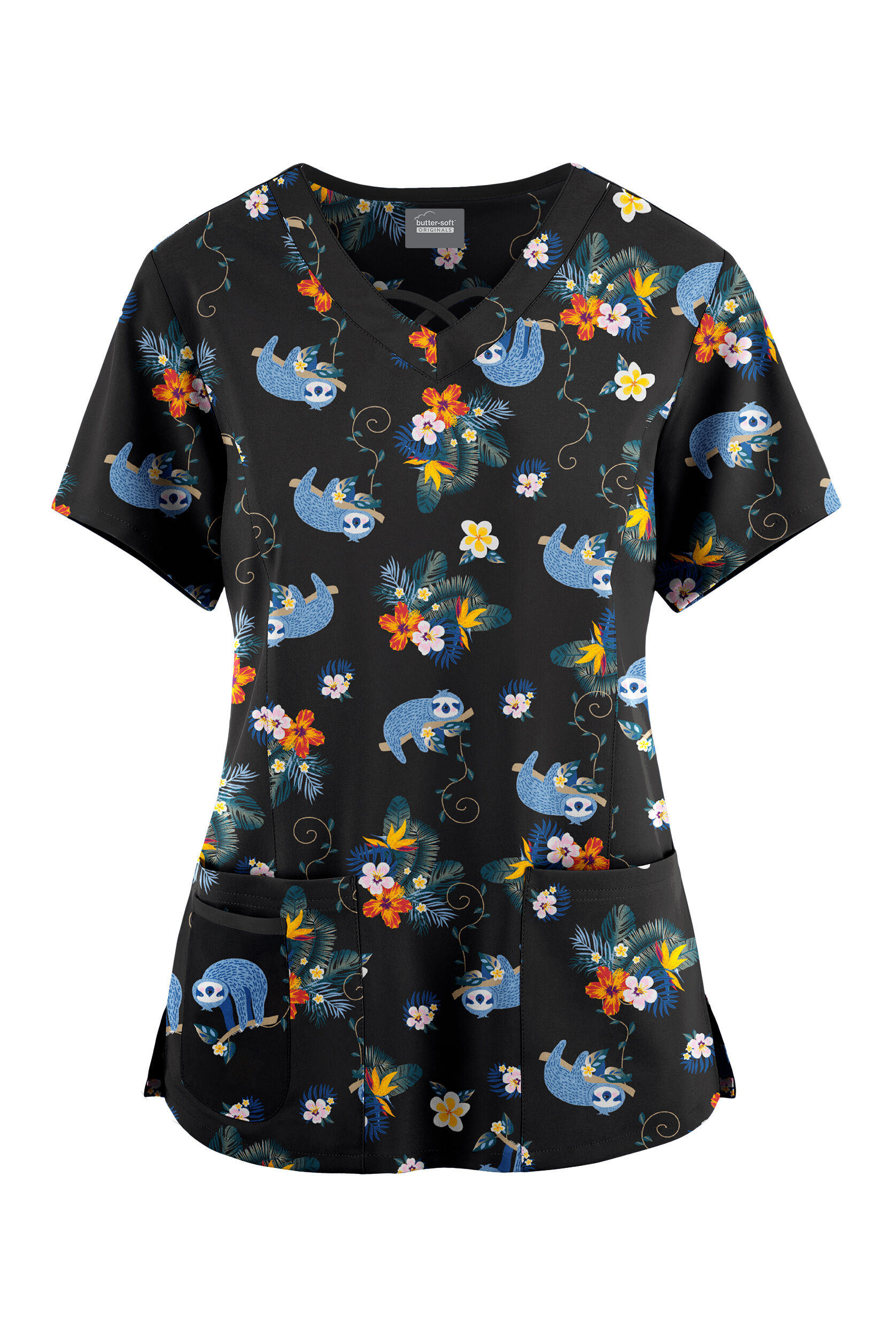 Buttersoft Originals Sloth Nap Time Black Printed Women's 3-Pocket ...