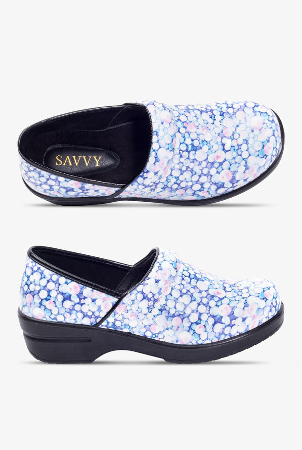 Savvy Brandy Painted Bubbles Nursing Shoes, Nursing Clogs