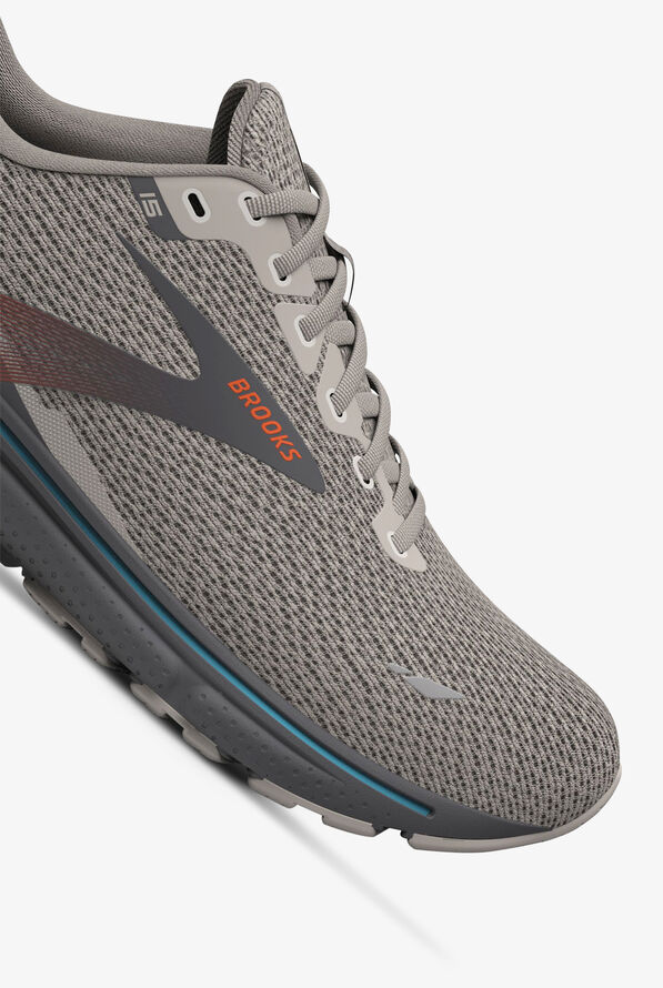 Brooks Men's Ghost 15 White Sand/Red Orange/Blue Athletic Lace Up ...