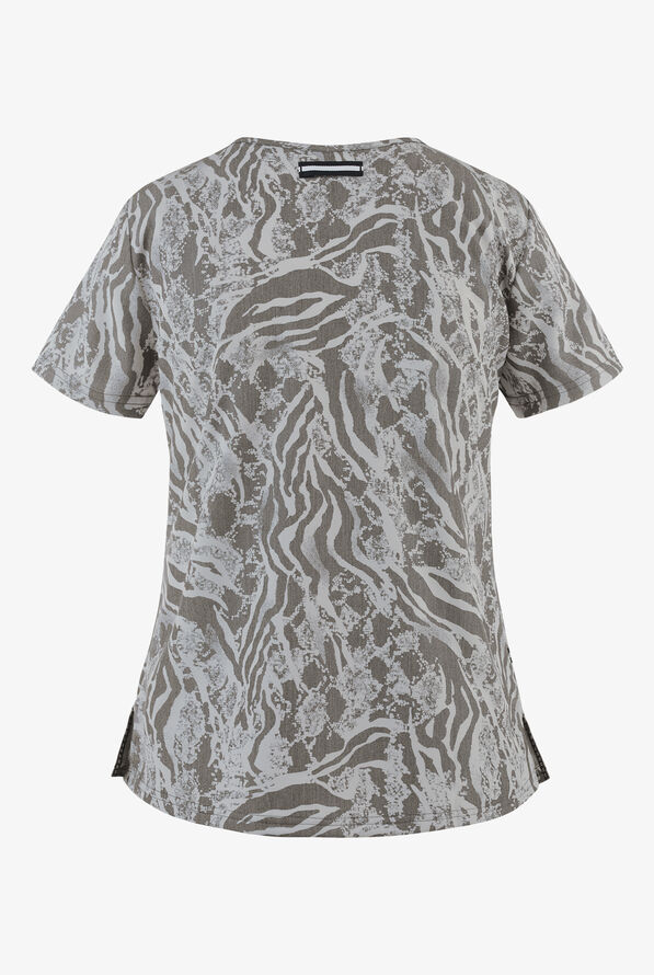 koi NextGen Zebra Snake Burnout Char Energy Scrub Top, Stretch Scrubs