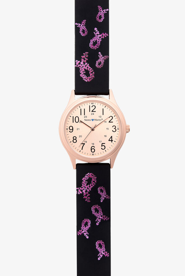 Nurse Mates Flutter Pink Ribbon Women's Silicone Strap Watch, Medical ...